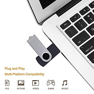 TosMemo USB Flash Drive 16GB Thumb Drive USB 2.0 Flash Drive Swivel Jump Drive Pen Drive Memory Stick for Data Storage(2 Pack,Black & Blue)