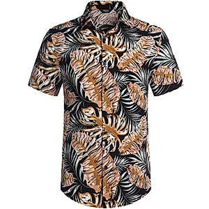 COOFANDY Men's Floral Pattern 2 Piece Summer Beach Short Sleeve Tracksuits