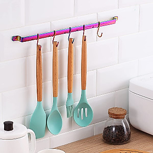 Evanda Rainbow Hooks for Hanging Pack of 30, Heavy Duty Stainless Steel Titainium Plating Metal Mutil Purpose Hanger for Kitchen Pans, Pots, Utensils Tooks, Cups, Mugs, Clothes, Bags, Towels, Plants