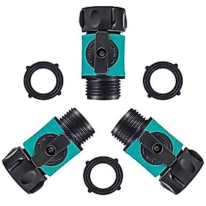 ECOESPTI Garden Hose Shut Off Valve, 3pcs Hose Valve Shut Off with 3 Extra Washers, Garden Hose Connector with Faucet Watering Shut Off for Landscaping, Gardening, Flower Planting, Irrigation