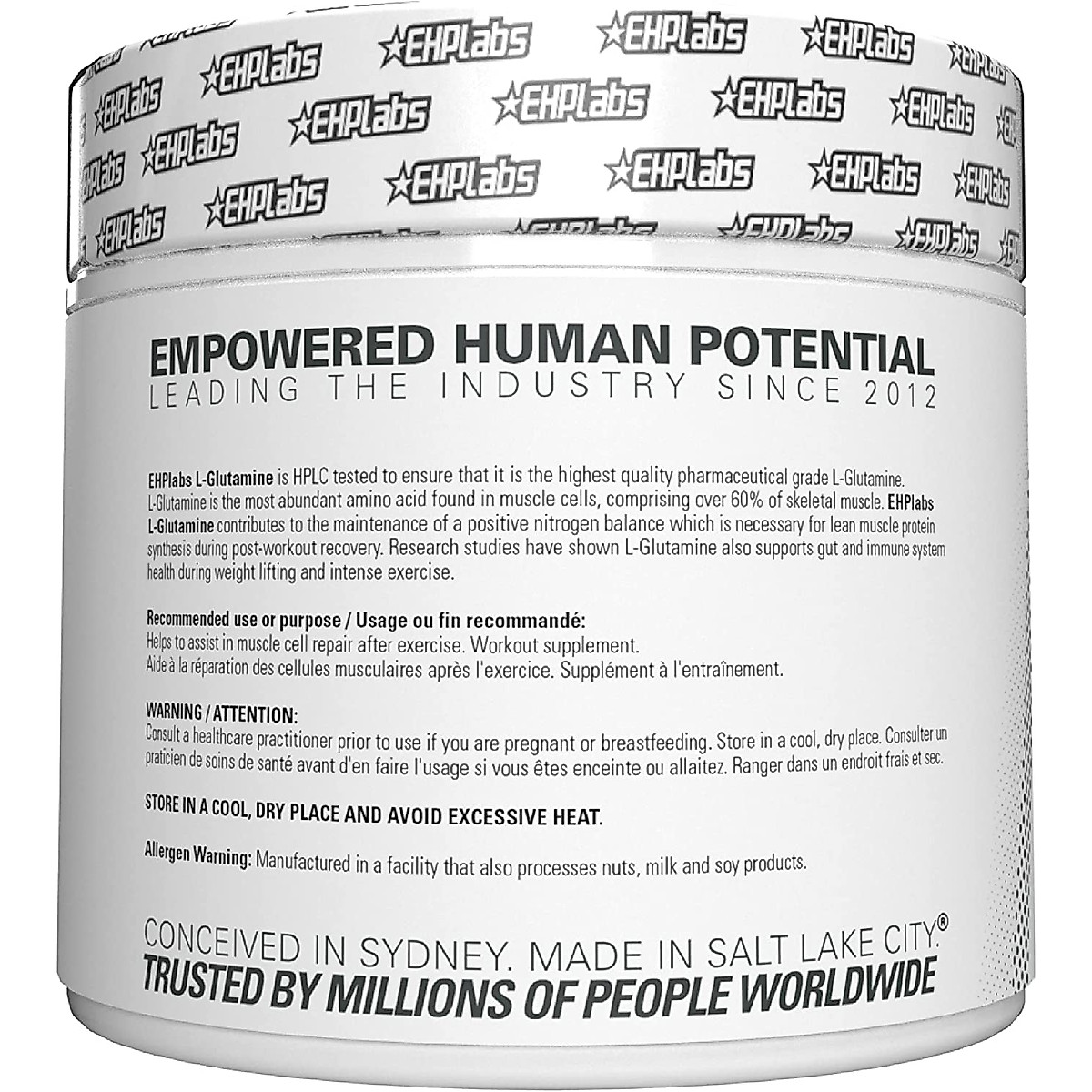 EHP Labs L Glutamine Powder Amino Acids - L-Glutamine, Workout Recovery, Immune Health & Gut Health Support (500g) - 100 Servings