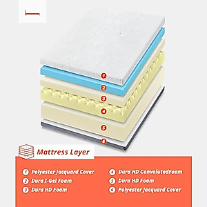 PrimaSleep Twin Mattress, 10 Inch Gel Memory Foam Mattress, Gel Infused for Comfort and Pressure Relief, CertiPUR-US Certified, Bed-in-a-Box, Medium Firm, Grey, Twin Size