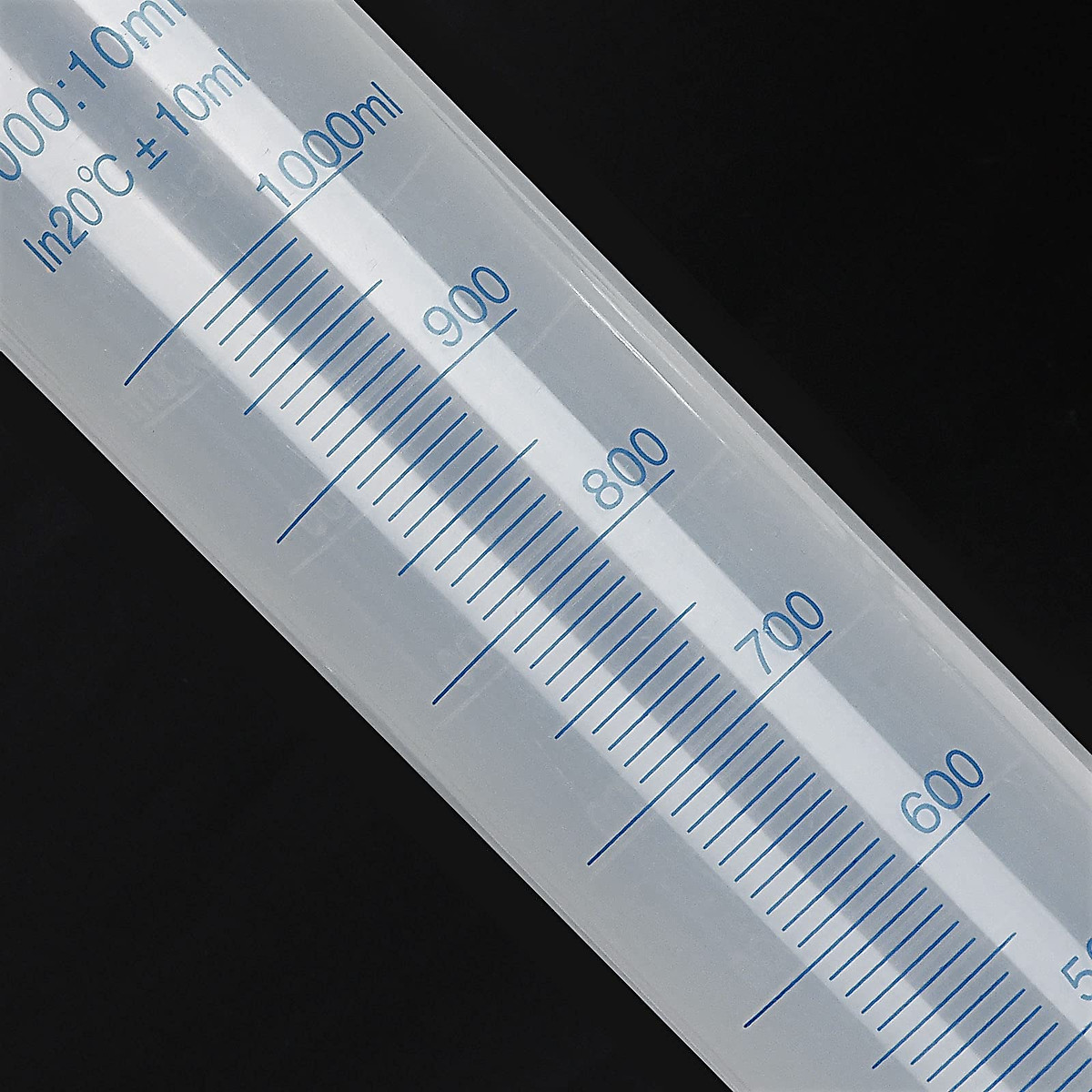 AKOLAFE 2 Pack 1000ml Plastic Graduated Cylinder, Transparent Measuring Cylinder Set, Science Measuring Test Tube Flask with 2-Sided Marking & Pour Spout, for Science Projects, Laboratory Supplies