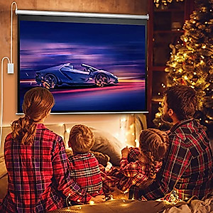 Powerextra 100 Inch Motorized Projector Screen with Wireless Remote Control 16:9 4K HD Wall/Ceiling Mounted Electric Movie Screen for Home Theater Presentation Education Outdoor Indoor