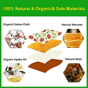 Reusable Beeswax Bowl Covers - Food Cover Stretch Edging, Stretchable Beewax Wrap, Elastic Storage Wraps for Storage Containers，set of 3