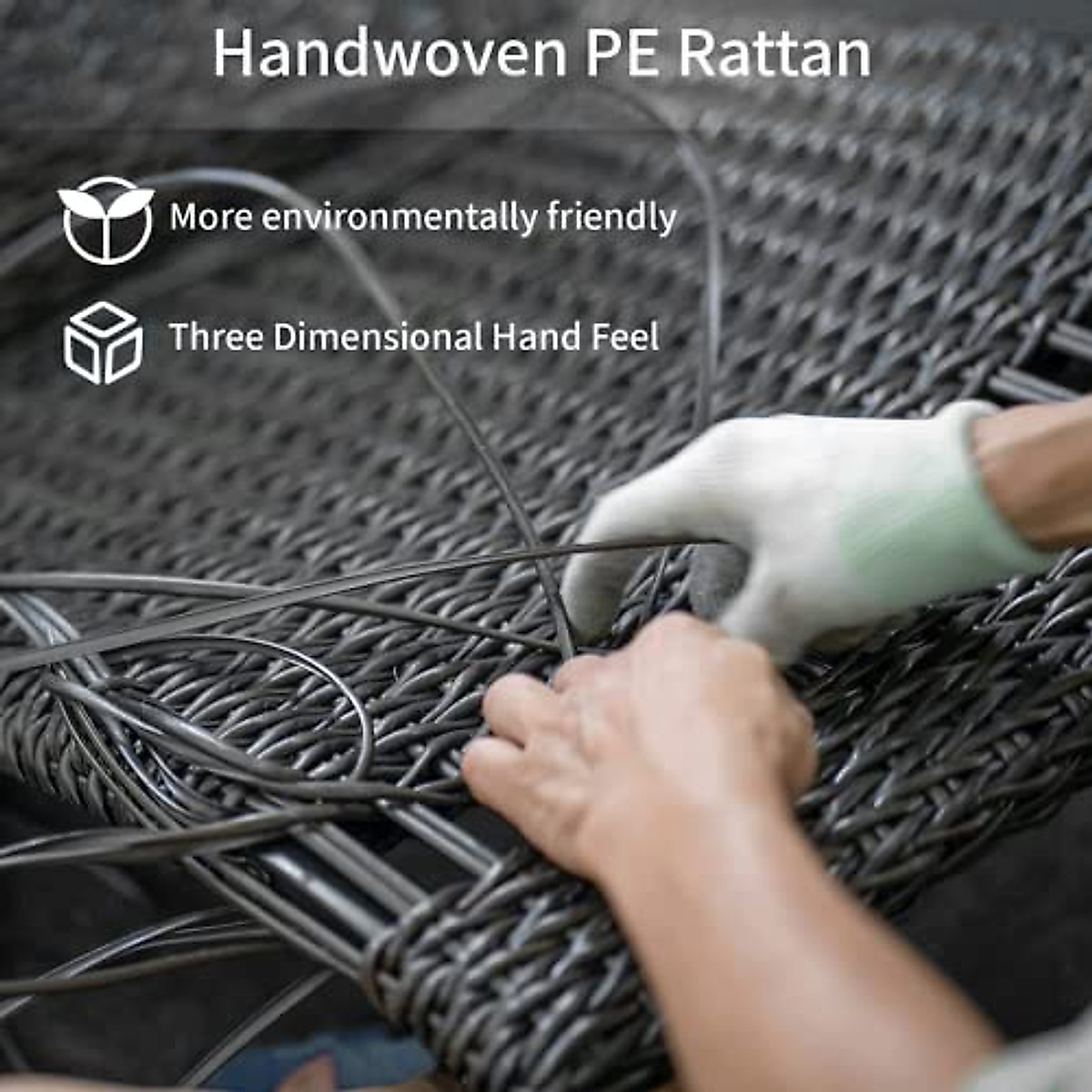 Waleaf 5 Pieces Outdoor Furniture Rattan Sectional Patio Sofa, Outdoor Indoor Backyard Porch Garden Poolside Balcony Wicker Conversation Set with Table (Dark Blue)