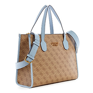 GUESS Silvana Small Tote, Latte Logo/Slate