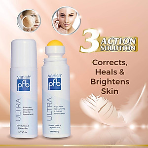 PFB Vanish Ultra with Chromabright & Shitake Mushroom, Triple Action Dark Spot Remover, Ingrown Hair & Razor Bump Stopper, Roll-On Skin Care Treatment, 93g – New Formula