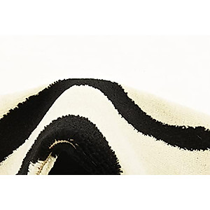 Unique Loom Wildlife Collection Animal Inspired with Zebra Design Area Rug, 4 ft x 4 ft, Ivory/Black