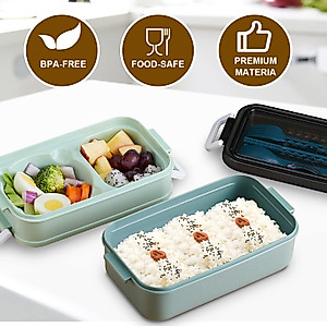 PUOENFGR Bento Lunch Box,Japanese-Style Large Capacity Double Layer stacking,Microwave Can Be Used,Comes with Three-Piece Cutlery Set,Adults Love It,Great for Camping,Work (Pink)