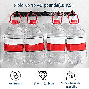 Spotact Wall Mounted Coat Racks with 5 Hooks Hanging Holder Towel Rack 17.7"x1.3" Modern Black Hanging for Clothes Entryway Bathroom (5 Hooks)