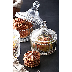 Glazed Glass Candy Dish with Yurt Shape Lid Cover Crystal Sugar Server Bowl Tin Candy Buffet Decorative Cookie Jar Box Bottle Food Storage Container