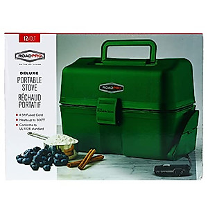 RoadPro RPLBSTOVET2 Food Heating Lunch Box Oven for Truck Portable Food Warmer Lunch Box 12v Stove Car Van Life Travel or Construction – Deluxe, Hunter Green, 1 Quart