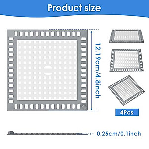 4Pcs Shower Drain Hair Catcher, Sink Hair Stopper, Sink Drain Cover Strainer, Drain Hair Filter Mesh Tub Drain Protector, Stainless Steel Bathtub Hair Trap Stopper for Kitchen Bathroom (Square)