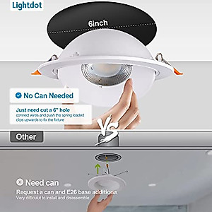 12 Pack Gimbal LED Recessed Lighting 6 Inch, 12W 1200LM (110W Eqv.) 360°Rotation LED Recessed Light with Acrylic Lens, 3 Color Selectable LED Can Lights, CRI90 Dimmable Downlight, IC Rated