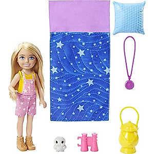 Barbie Doll and Accessories, It Takes Two “Malibu” Camping Doll with Pet Puppy and 10+ Accessories It Takes Two Camping Playset + Chelsea Doll (6 in, Blonde), Pet Owl, Sleeping Bag, Binocu