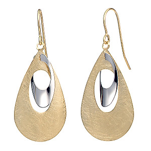 Kooljewelry 14k Two-tone Gold Teardrop Earrings