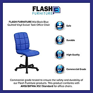 Flash Furniture Mid-Back Blue Quilted Vinyl Swivel Task Office Chair