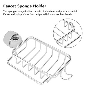 EVGATSAUTO Hanging Faucet Drain Rack, Multipurpose Sink Keep Organized Faucet Storage Rack Space Saving Aluminum with Towel Rack for Kitchen (Silver)