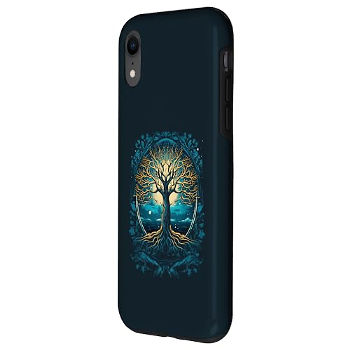iPhone XR Odin Tree of Life Viking Valhalla Pagan Blue and Yellow Case