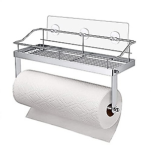 Carry360 Adhesive Paper Towel Holder Shelf,Wall Mounted Paper Towel Roll Rack Basket for Kitchen,Shower Bathroom & Balcony,Rustproof,No Drilling,SUS 304 Stainless Steel