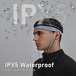 Mosonnytee Neckband Bluetooth Headphones Wireless Earphones Around The Neck Bluetooth Headphones with Microphone Comfortable Bluetooth Earbuds Neckband with 18-Hours playtimes