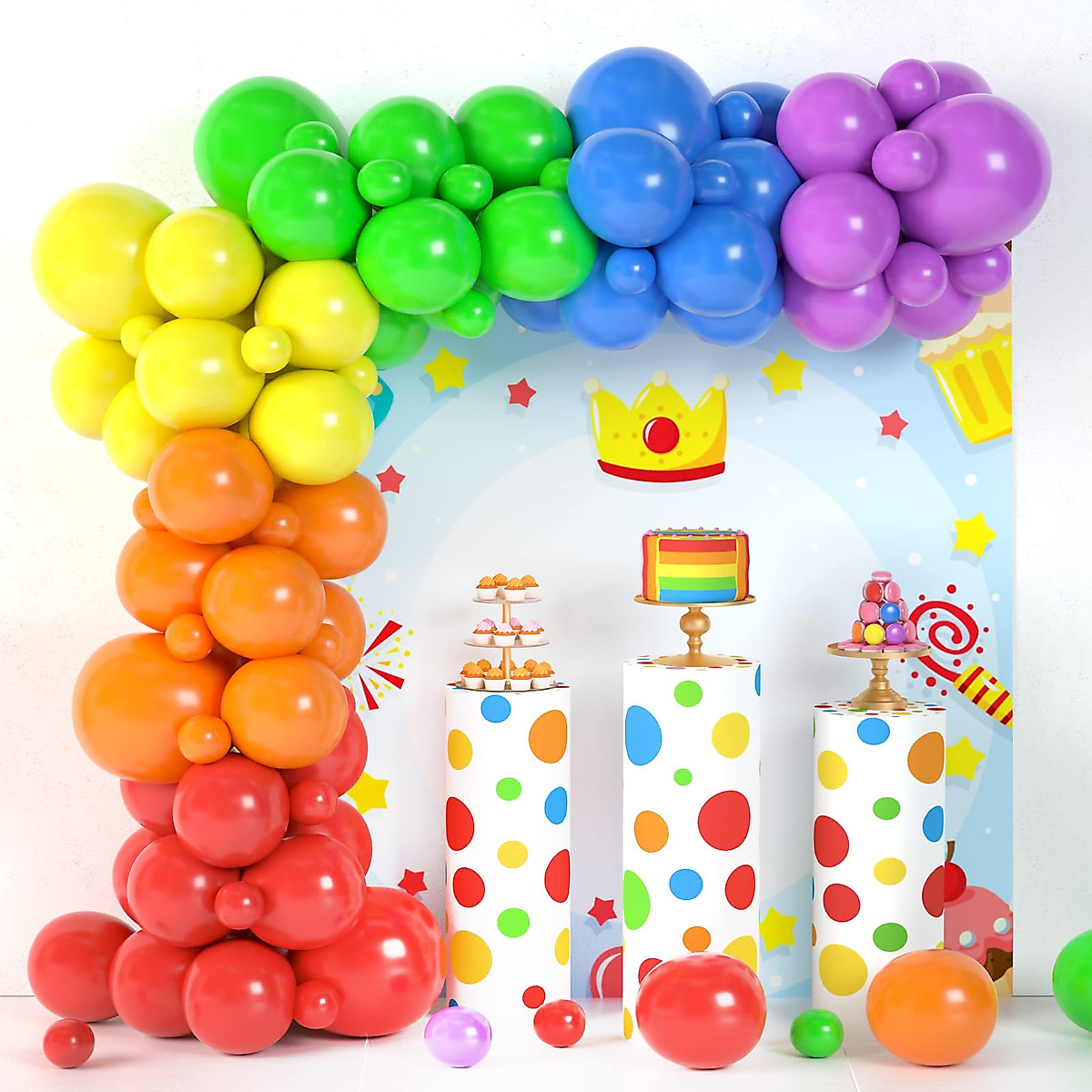119 Pack Rainbow Balloons Garland Arch Kit for Cartoon Watermelon, Street, Rugrats Theme Birthday Party Decorations, Baby Shower, Birthday Party Supplies Backdrop for Kids