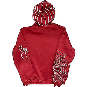 HUDENRTV Y2k Zip Up Spider Graphic Hoodie Halloween Rhinestone Oversized Hoodies Goth Grunge Jacket Streetwear Sweatshirt (A3,Medium)