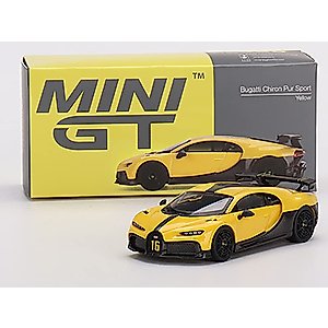Bugatti Chiron Pur Sport Yellow and Carbon Limited Edition to 4200 Pieces Worldwide 1/64 Diecast Model Car by True Scale Miniatures MGT00428