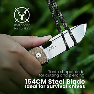 Kizer Bugai Pocket Knife Green Micarta Handle Folding Knife, 154CM Steel Blade EDC Knife with Thumb Hole Opener Camping Hunting Knife for Men Women V3627C1