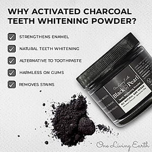 Activated Charcoal Powder with Bamboo Toothbrush for Teeth Whitening | Made in USA | Teeth Stain Remover | Safe for Gums & Enamel | Natural Toothpaste with Vegan Coconut Charcoal & Bentonite Clay