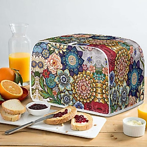 Gomyblomy Vintage Mandalas 4 Slice Toaster Cover Dustproof Cover Small Appliance Cover Bread Maker Cover Dust Protection & Waterproof