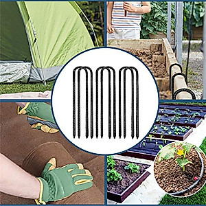 Ground Stakes, Tent Nails Ground Anchors Garden Pegs Landscape Staples Galvanized Steel Heavy Duty Securing Pins for Gardening Camping Tents Trampoline 12' in 6 Pack