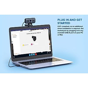 Creative Live! Cam Sync 1080p V2 Full HD Wide-Angle USB Webcam with Auto Mute and Noise Cancellation for Video Calls, Improved Dual Built-in Mic, Privacy Lens Cap, Universal Tripod Mount…