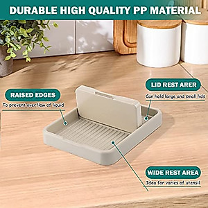 Spoon Rest for Kitchen Counter - 2Pack Spoon Holder for Stove Top, Pot Lid Holder with Drip Pad for Ladle|Spatula|Tongs|Forks|Utensil Holder Organizer