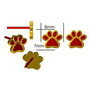925 Sterling Silver Paw Earrings for Women - Cute Tiny Jewelry Black Enamel Puppy Dog and Cat Paw Print Stud Earrings for Pet Lovers