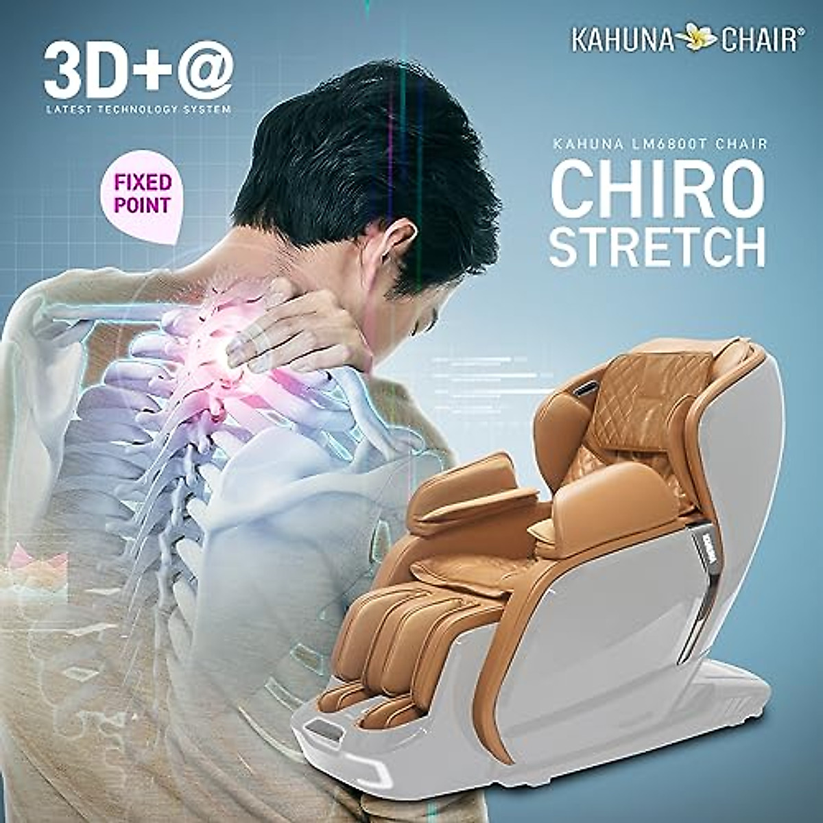 Kahuna Massage Chair - 3D+@ Latest Technology SL-Track Auto Extension LM-6800T - Black Camel Fully Assembled