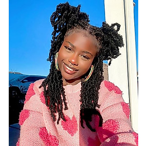 Col Bling Butterfly Locs Crochet Hair 12 Inch 8 Packs, Soft Butterfly Locs Distressed Faux Locs Crochet Hair Pre Looped Crochet Hair (12Inch 8Packs, #1B)