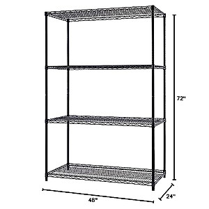 TRINITY Black 48" x 24" x 72" 4-Tier NSF Wire Shelving Rack, 48W x 24D x 72H