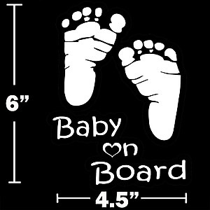 TOTOMO Baby on Board Sticker for Cars Funny Cute Safety Caution Decal Sign for Car Window and Bumper No Need for Magnet or Suction Cup - Footprint