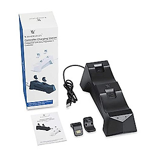 Wasserstein Charging Station Compatible with Sony Playstation 5 DualSense Controller - Make Your Gaming Experience Convenient with The PS5 Controller Charging Station (Black)