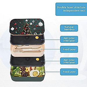 Round Ball Christmas Tree Adult Lunch Box, Bento Box, With Cutlery Set Of 3, 2 Compartments, Rectangular, Lunch Box For Adults