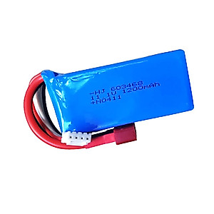 LIZHOUMIL 11.1v 1200mah Lithium Battery with T Plug Compatible for Wltoys Wl915-a High Speed Vehicle F1 Racing Boat Parts RC Battery 1200MAH