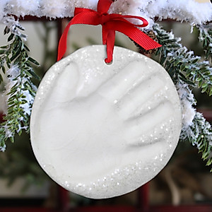 Child to Cherish Snowprints Glitter Baby's First Christmas Handprint or Footprint Ornament Kit