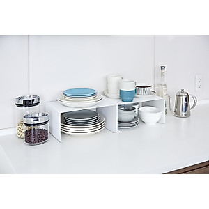 Yamazaki Home Tower Stackable Kitchen Rack Storage Organizer Counter Shelf, Large, White