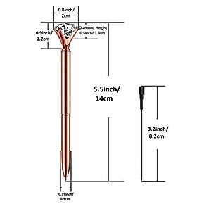 Diamond Pens Pack of 16 Cute Ballpoint Pens Diamond Pen Office Supplies Décor Gifts for Women Bridesmaid Coworkers Rose Gold Cool Fun Fancy Novelty  Crystal Metal School Desk Accessories Black Ink