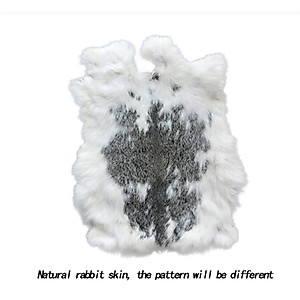 Natural Spotted Color Rabbit Fur Pelt Hide(10" by 12" with Sewing Quality Leather) - Soft Professionally Tanned 1PCS
