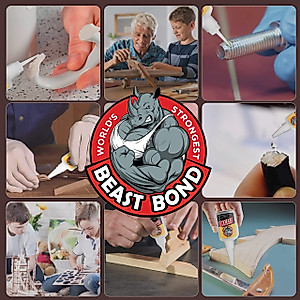 Beast Bond Super Glue - Max Strength Adhesive for Plastic, Wood, Metal, Ceramic, Rubber, Leather, Paper - Long-Lasting Professional Grade Cyanoacrylate - 1.41 Ounce (40g) Pack of 2