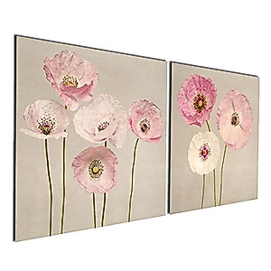 Gardenia Art - Pink Flowers Modern Canvas Wall Art 12x12 inch,2 Pcs, Stretched and Framed