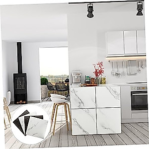 IWOWHERO 4pcs Marble Tile Stickers Marble Decor Adhesive Tile backsplash Bathroom Sticky Tiles Wall Sticker Decor Home Decoration Floor Decor Marble Floor Tile Sticker PVC Tile Sticker spc